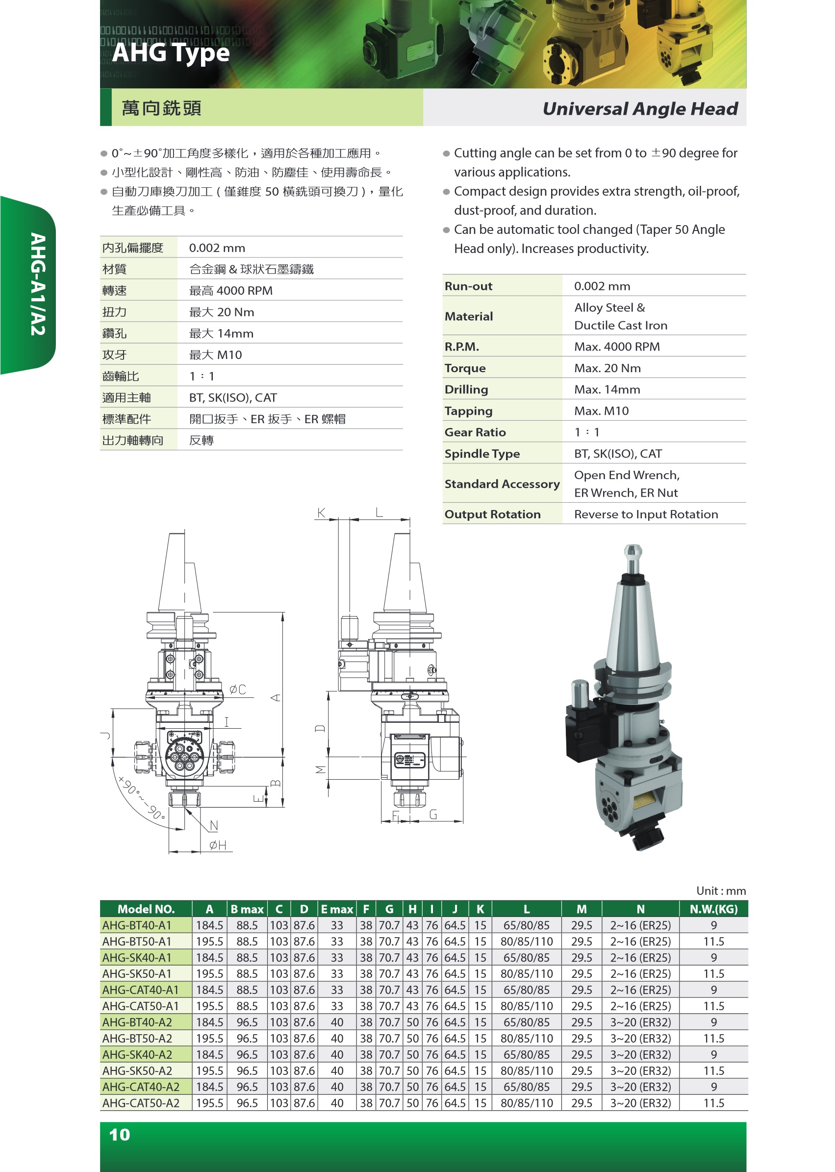 Universal Angle Head BT50 ER25